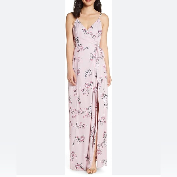 Wayf | Dresses | Wayf The Angeline Slit Wrap Maxi Dress Womens S Pink ...
